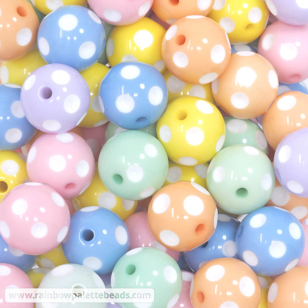 20mm Pastels Assorted Color Polka Dot Acrylic Bead Mix (10 beads ...