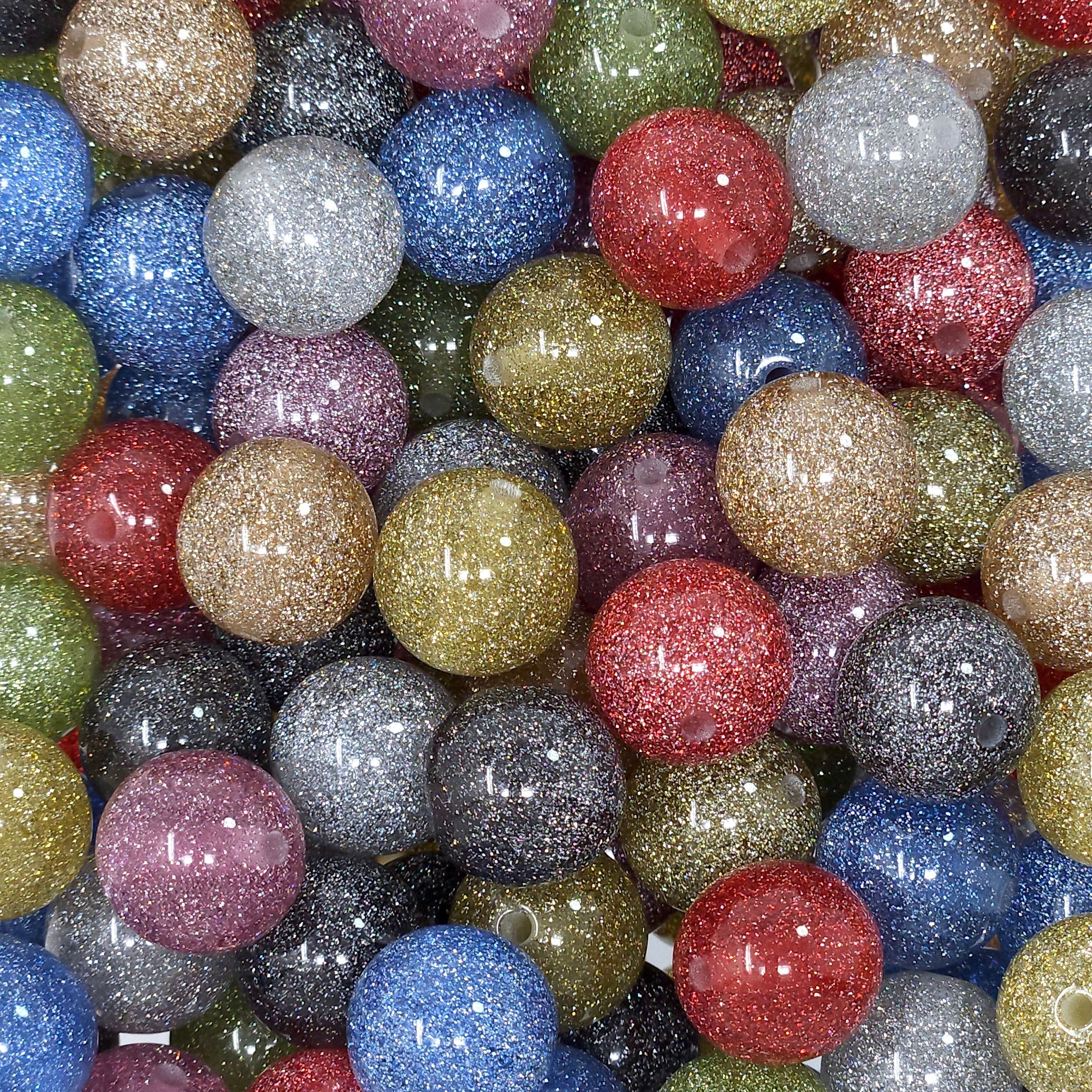 16mm Glitter Acrylic Beads – Rainbow Palette Beads