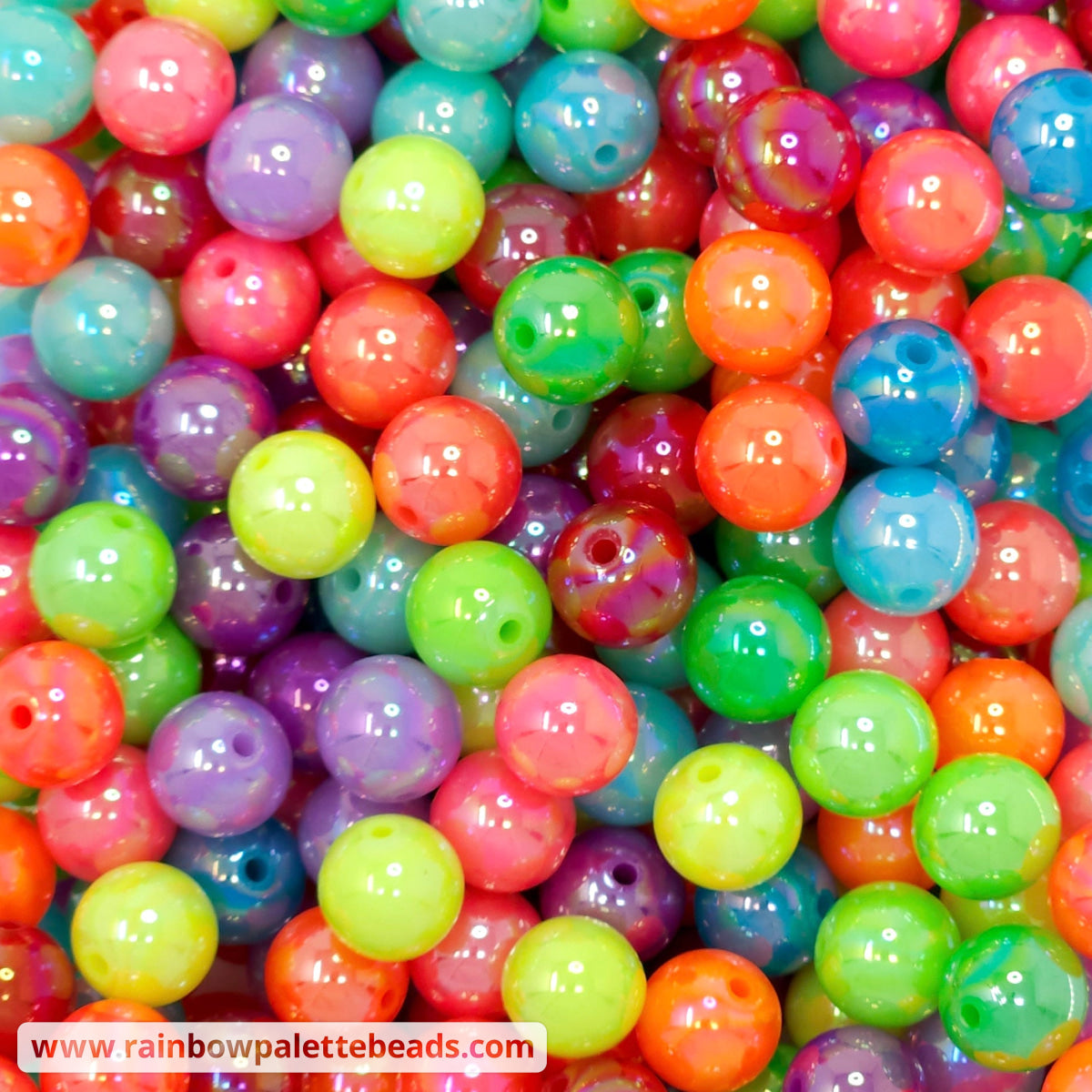12mm AB Neon Solid Bead Mix (10 beads) – Rainbow Palette Beads