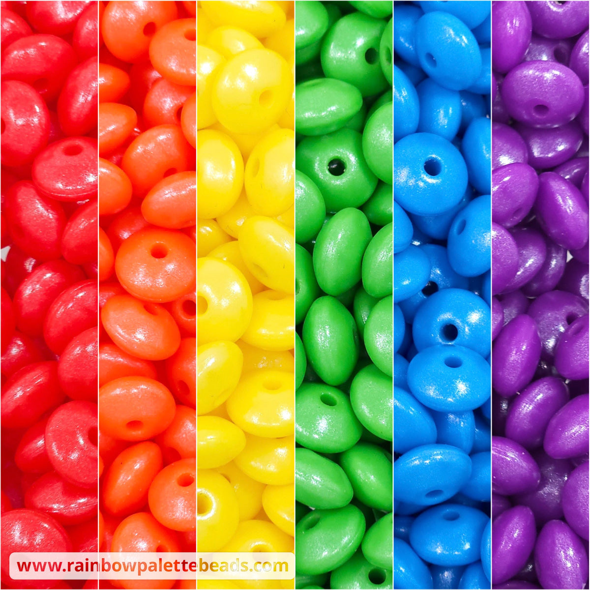 * 12mm Traditional Rainbow Shimmer Pearl Lentil Spacer Silicone Bead ...