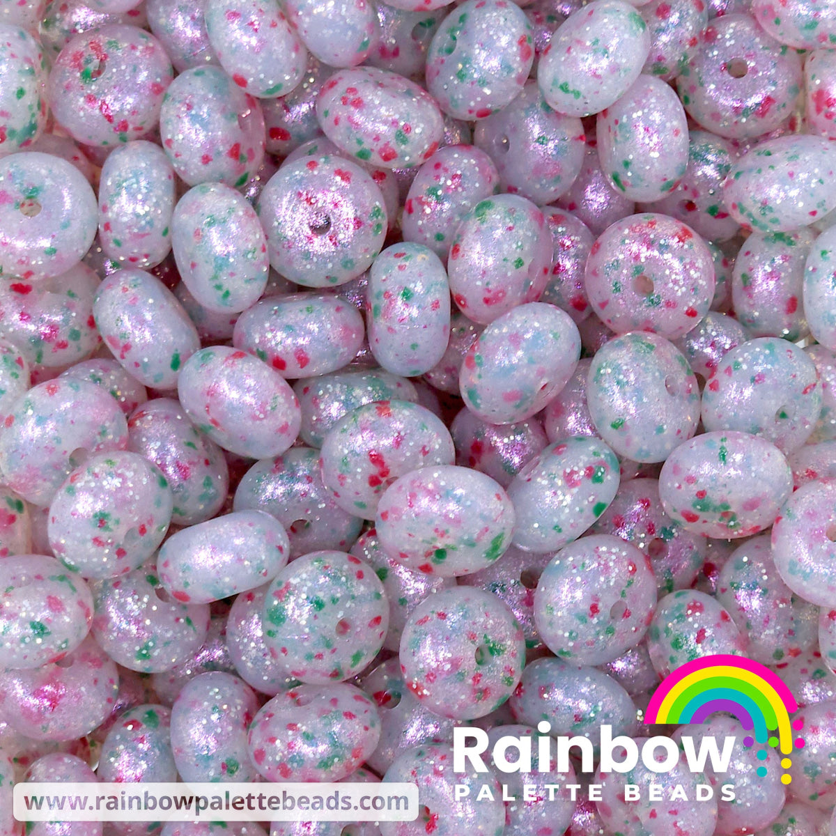 14mm Exclusive Opal Icy Peppermint Bark Glitter Silicone Abacus Beads ...
