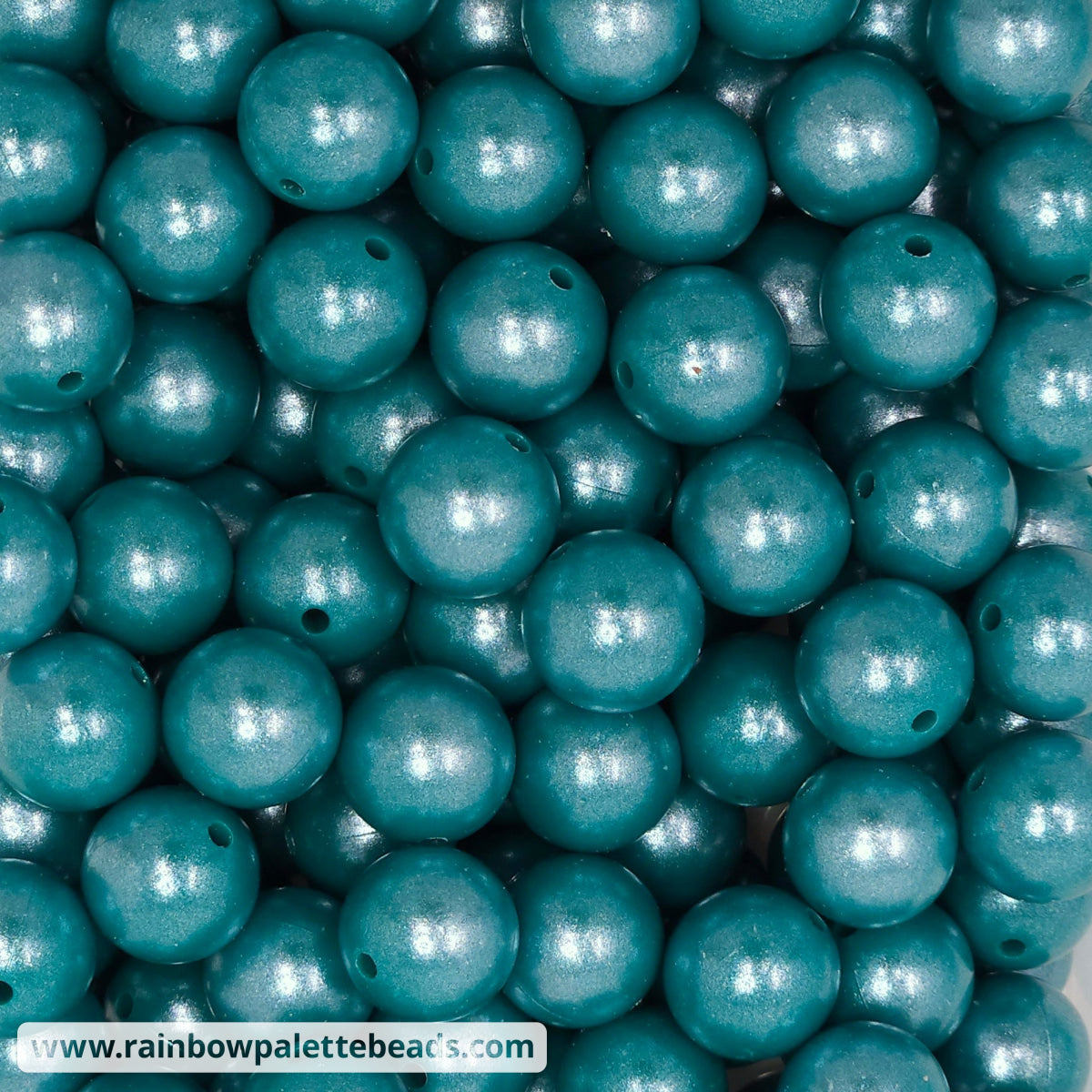 15mm Emerald Shimmer Pearl Silicone Bead – Rainbow Palette Beads