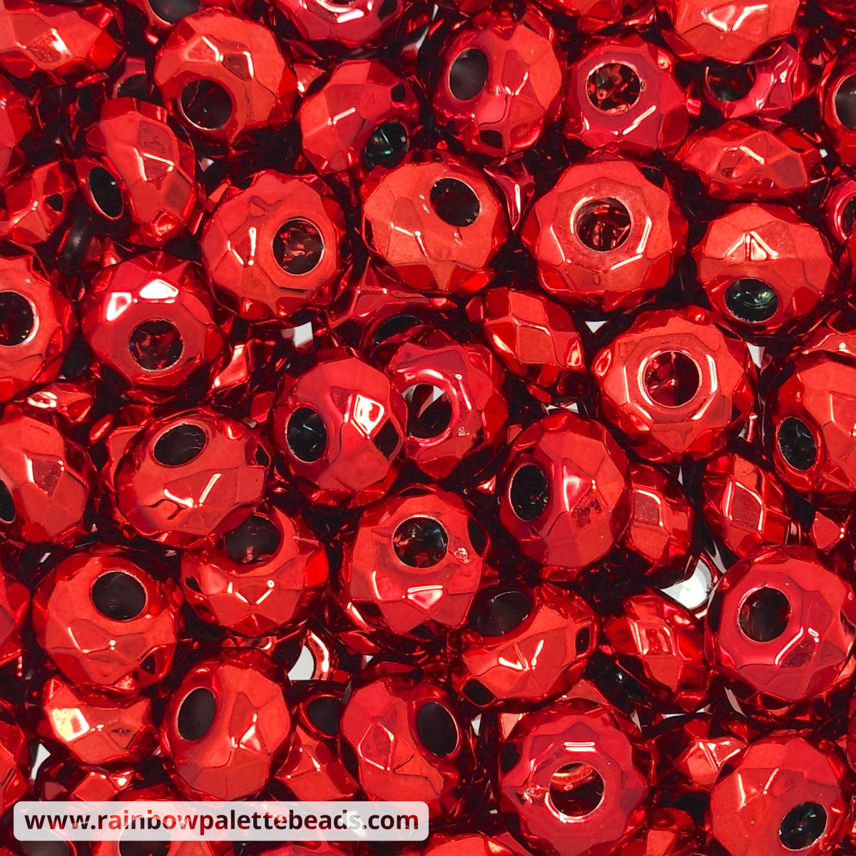 15mm Metallic Red Faceted Acrylic Abacus Spacer Beads (multipack ...