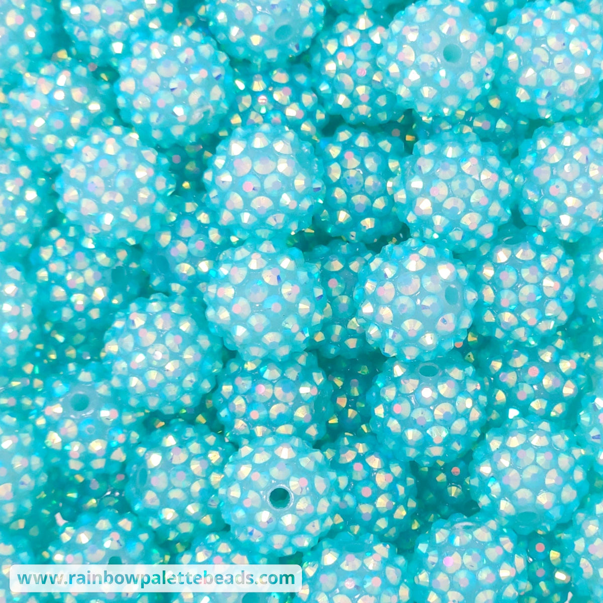 16mm AB Aqua Blue Jelly Acrylic Rhinestone Beads - Rainbow Palette ...