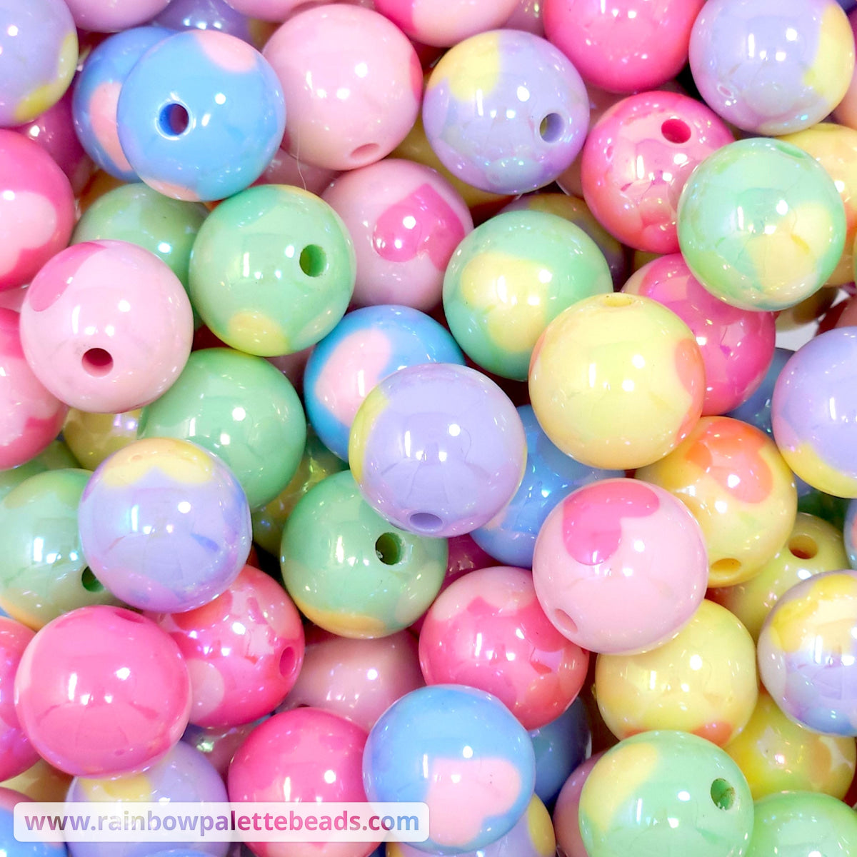 16mm AB Assorted Color Heart Acrylic Beads (10 beads) **horizontal ...