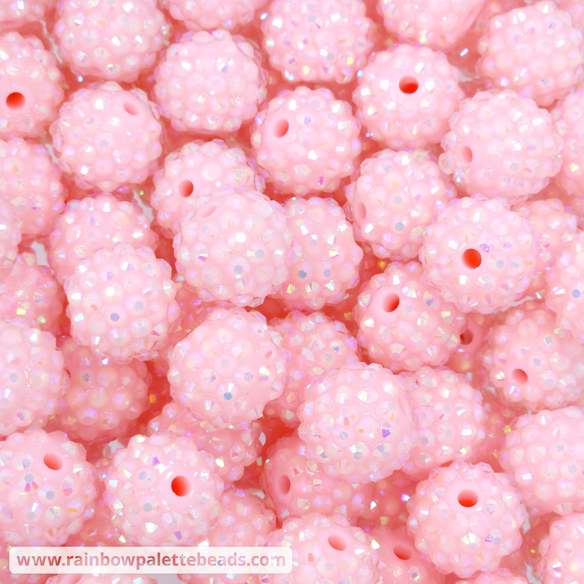 16mm AB Baby Pink Acrylic Rhinestone Beads - Rainbow Palette Beads