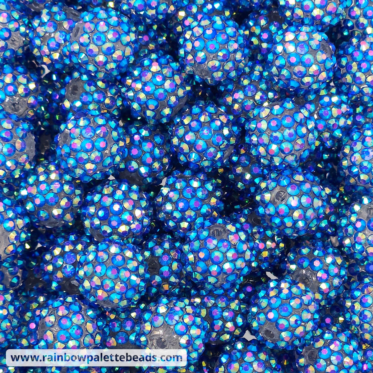 16mm AB Blue Clear Acrylic Rhinestone Beads - Rainbow Palette Beads