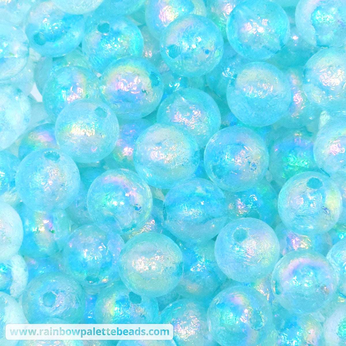 16mm AB Bright Aqua Blue Glacier Acrylic Beads – Rainbow Palette Beads