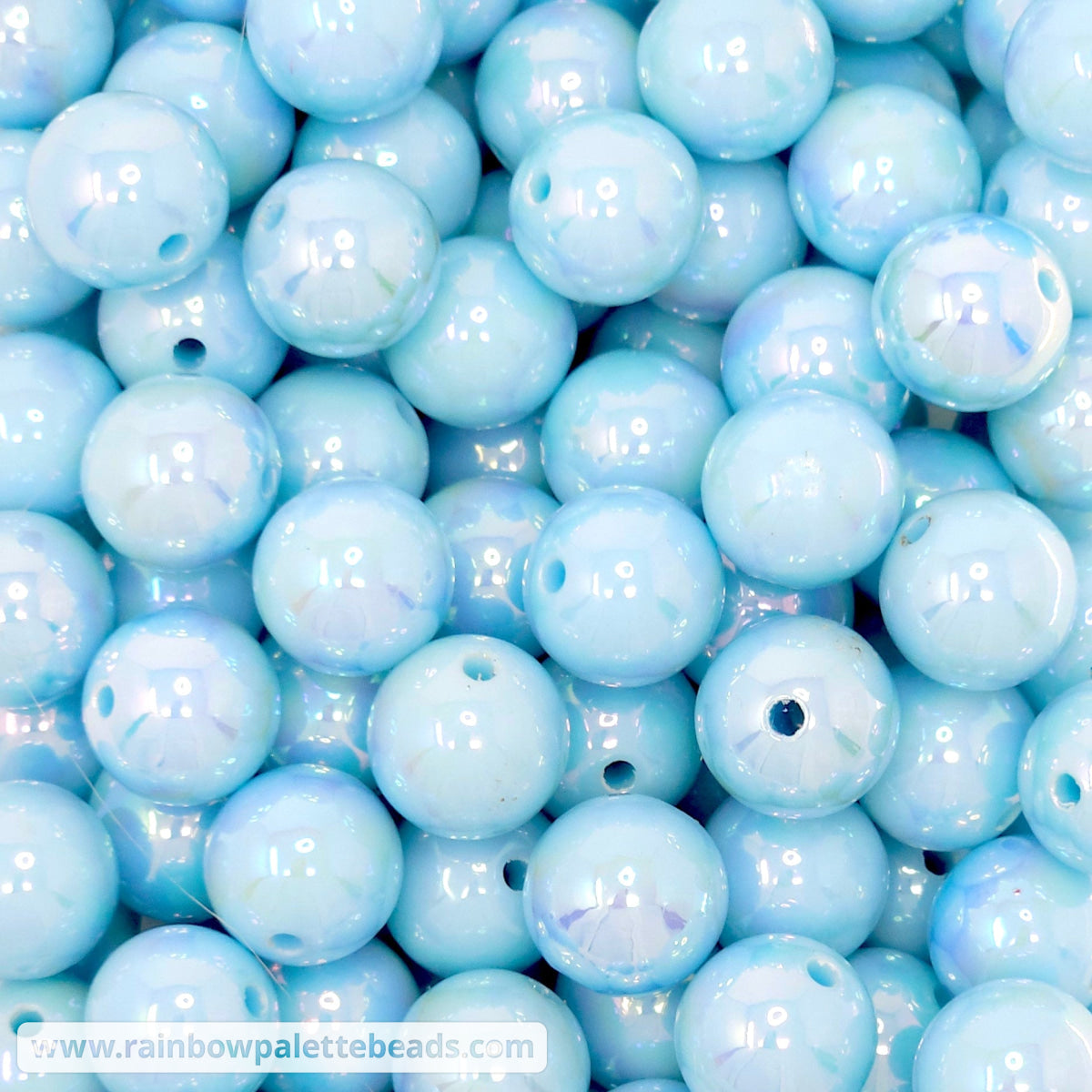 16mm AB Bright Baby Blue Solid Acrylic Beads - Rainbow Palette Beads