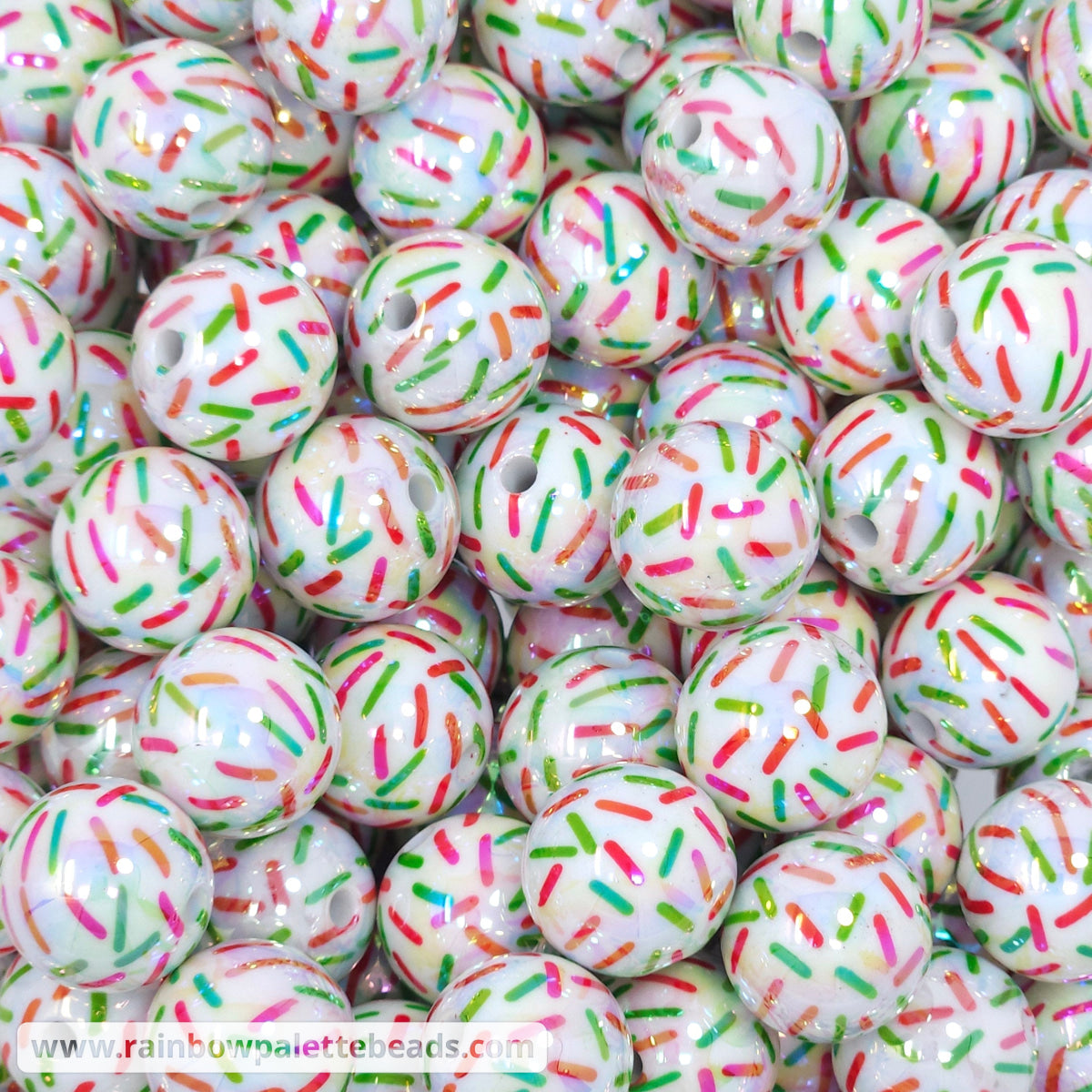 16mm AB Christmas Sprinkle Acrylic Beads - Rainbow Palette Beads