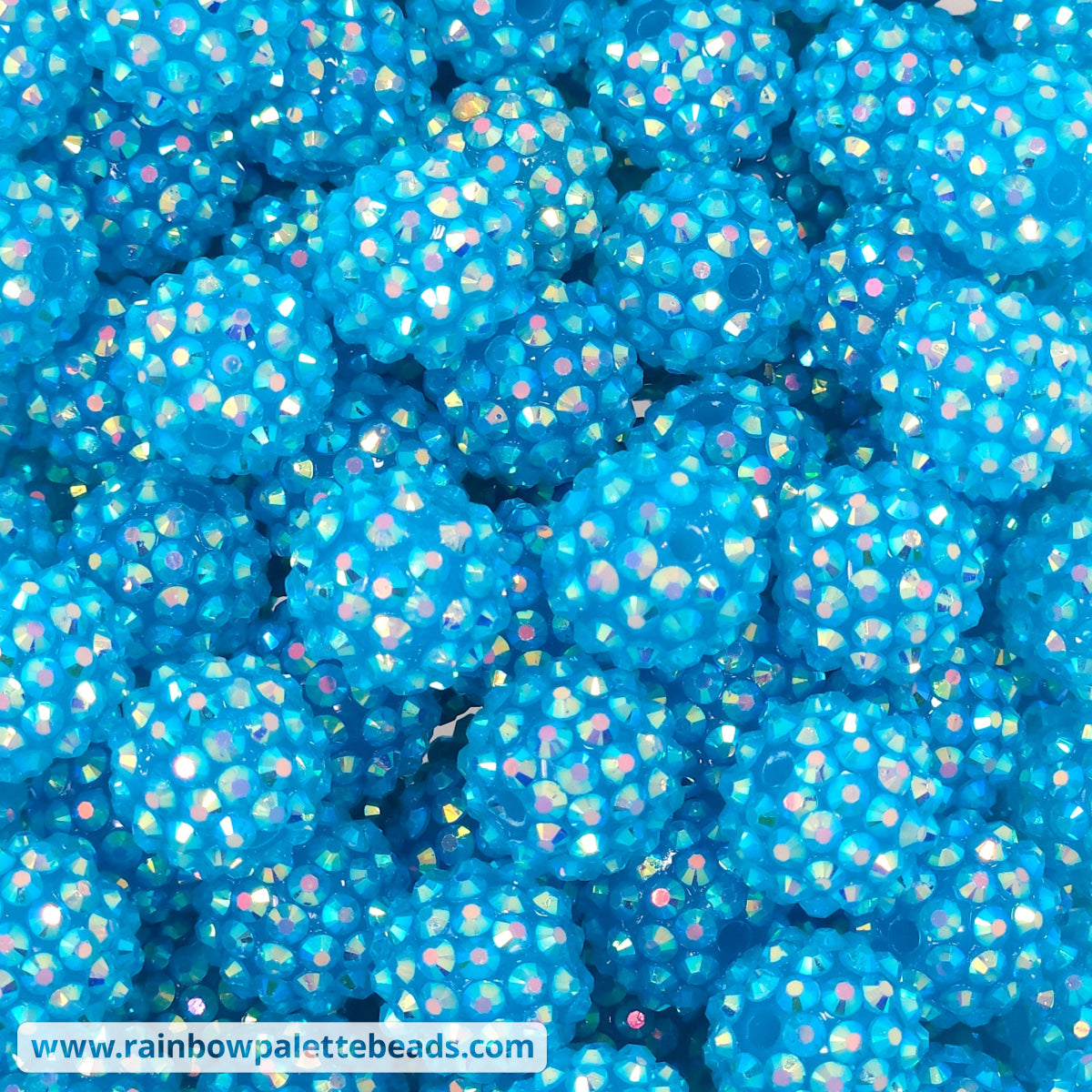 16mm AB Cyan Jelly Acrylic Rhinestone Beads – Rainbow Palette Beads