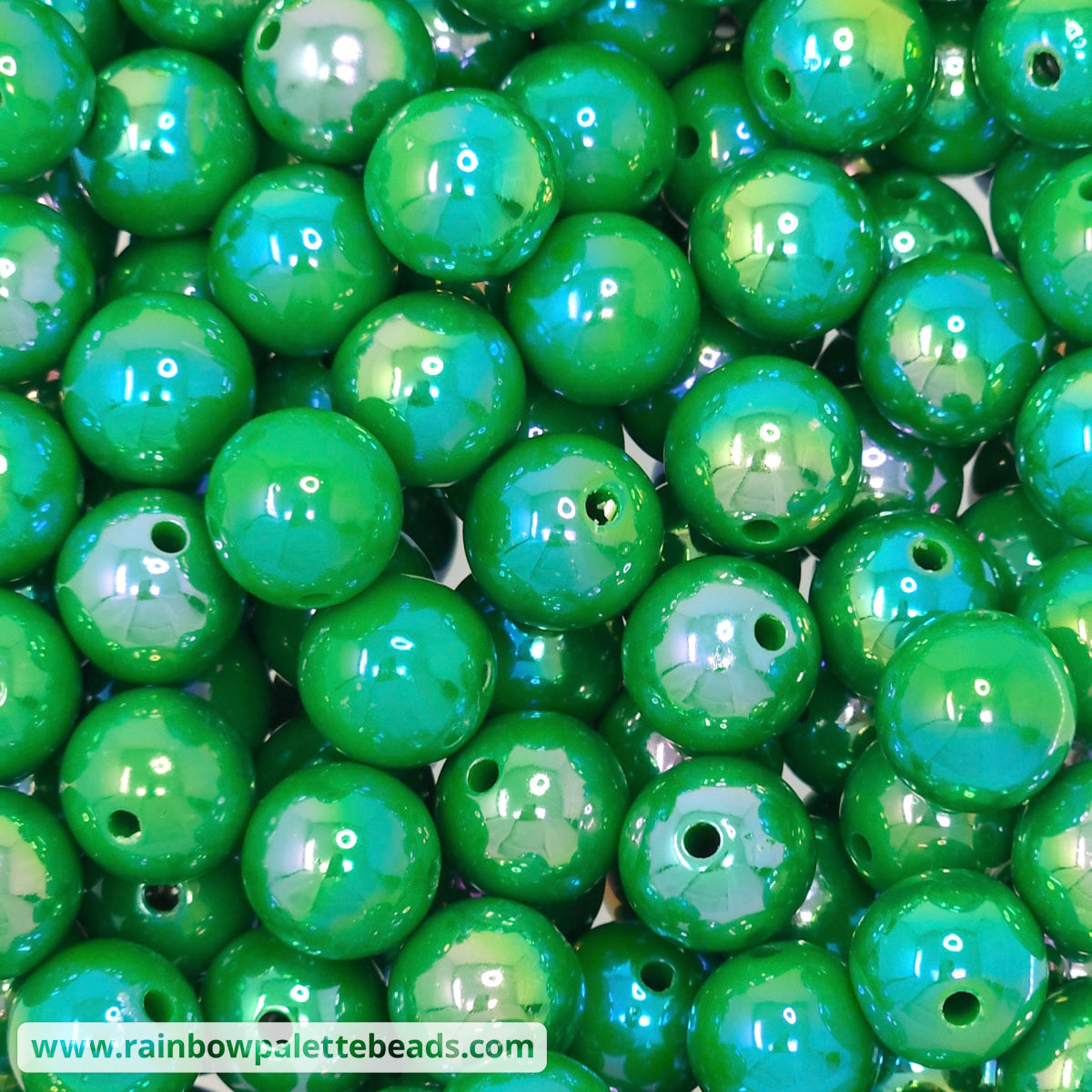 16mm AB Green Solid Acrylic Beads - Rainbow Palette Beads