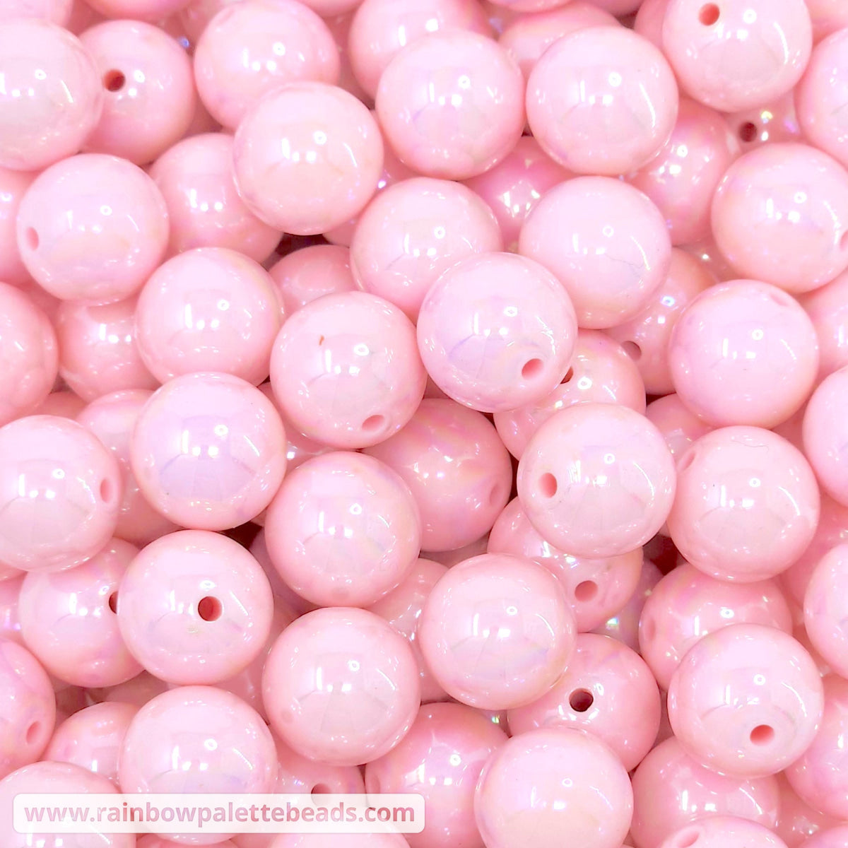 16mm AB Light Pink Solid Acrylic Beads - Rainbow Palette Beads
