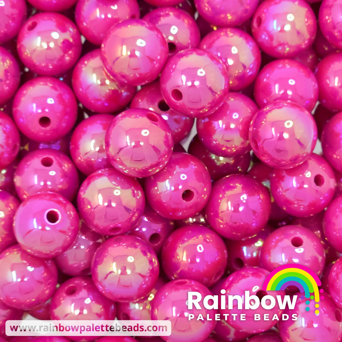 16mm AB Magenta Solid Acrylic Beads - Rainbow Palette Beads