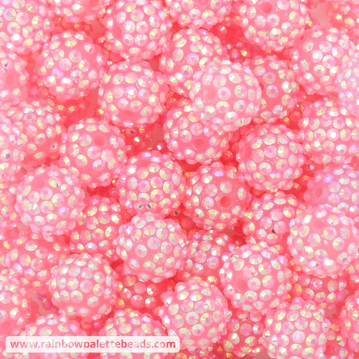 16mm AB Pink Jelly Acrylic Rhinestone Beads - Rainbow Palette Beads