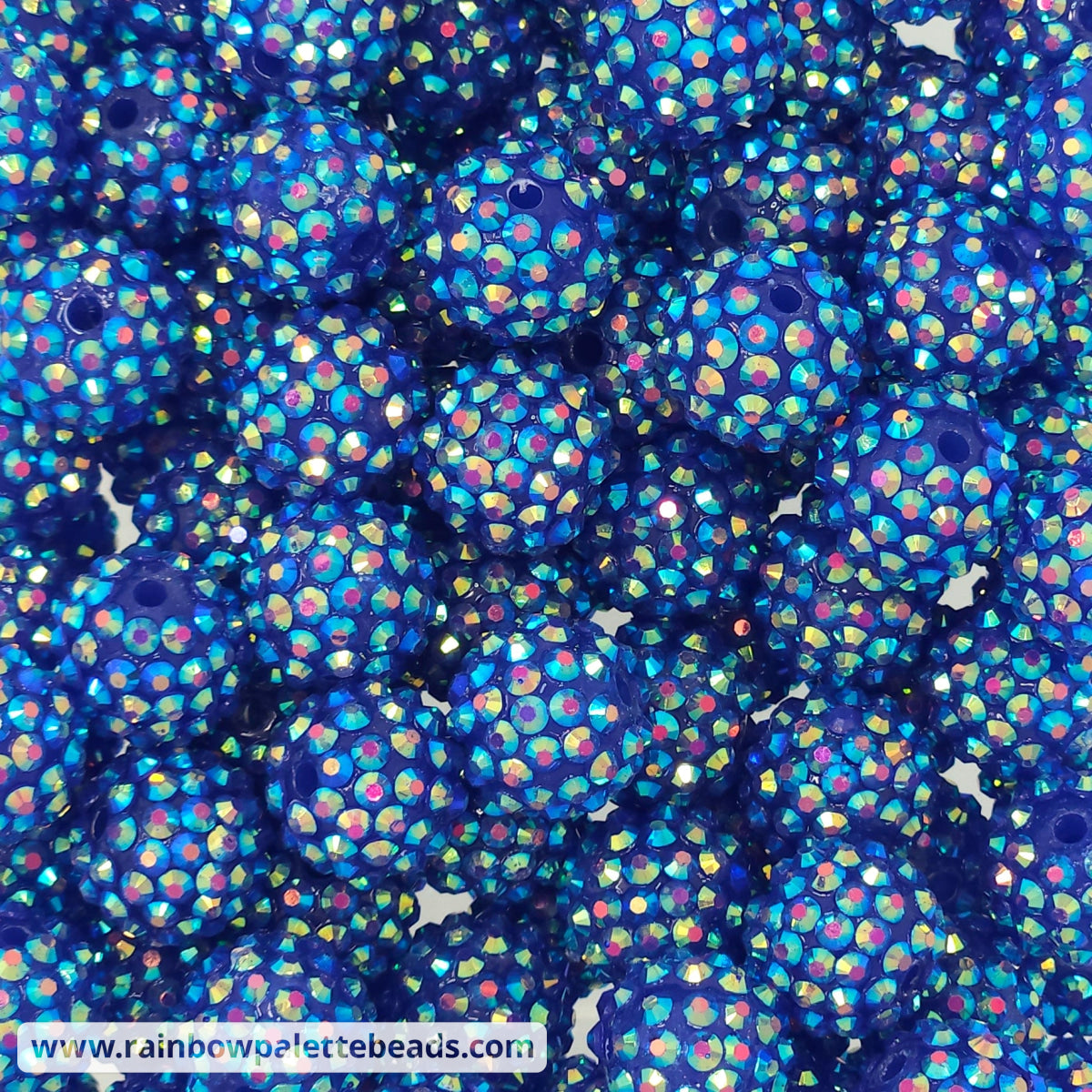 16mm AB Royal Blue Acrylic Rhinestone Beads - Rainbow Palette Beads