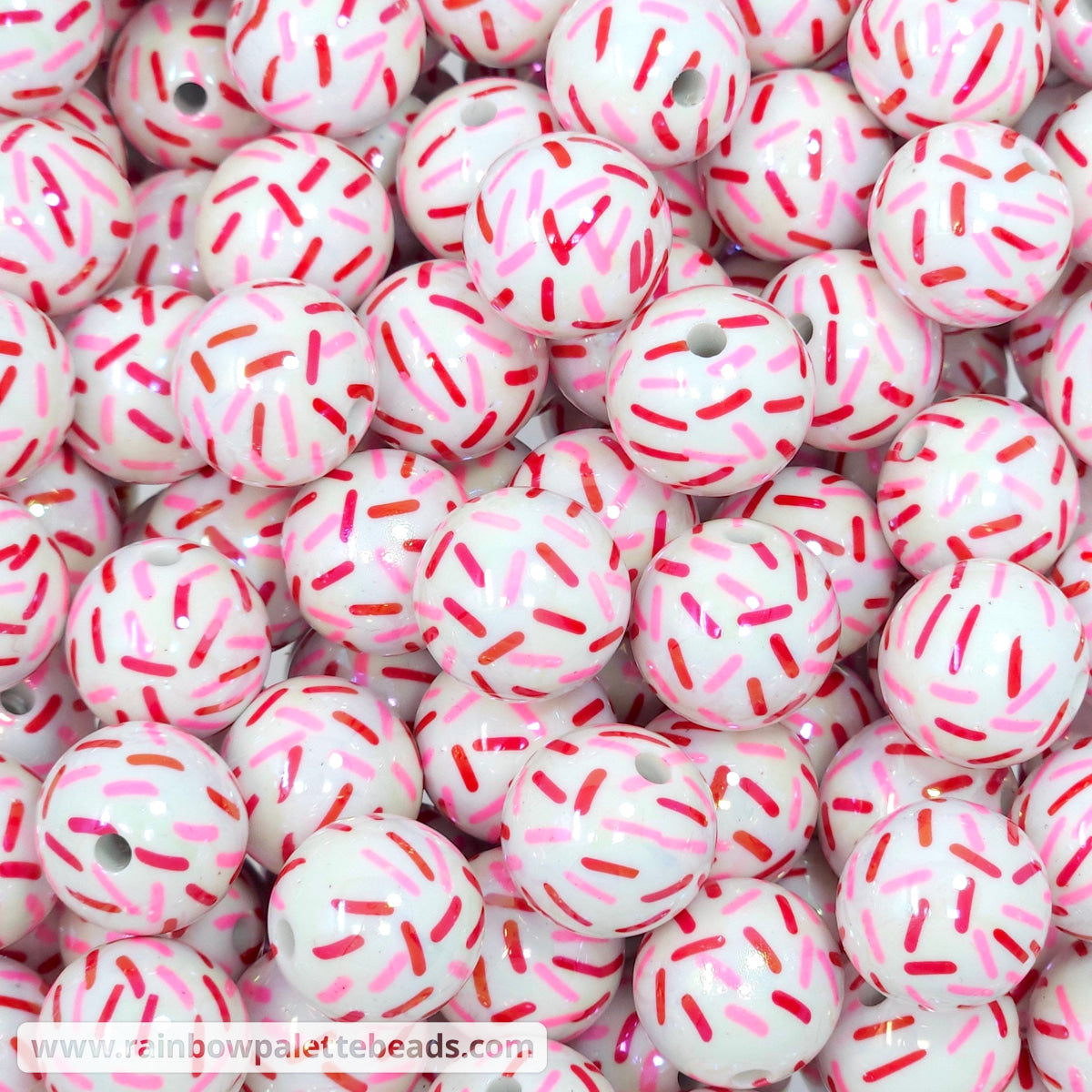 16mm AB Valentine's Day Sprinkle Acrylic Beads - Rainbow Palette Beads