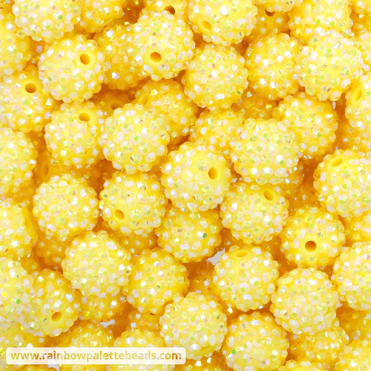 16mm AB Yellow Acrylic Rhinestone Beads - Rainbow Palette Beads