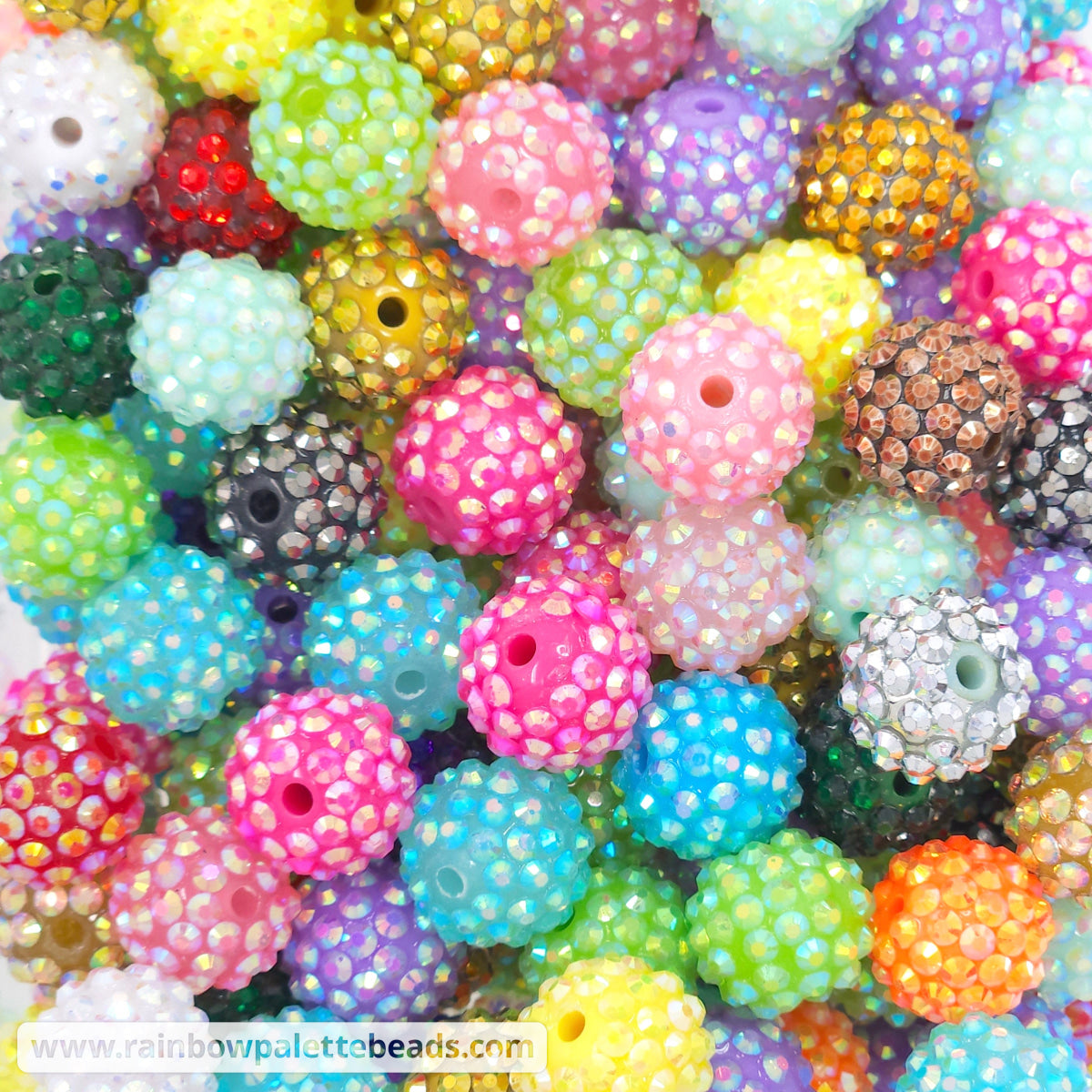 16mm Assorted Acrylic Rhinestone Bead Mix (10 beads) - Rainbow ...