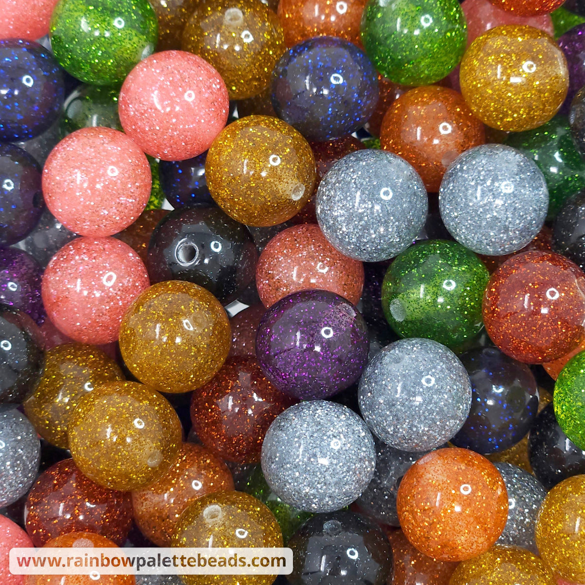 16mm Assorted Color Glitter Acrylic Bead Mix (10 beads) - Rainbow ...