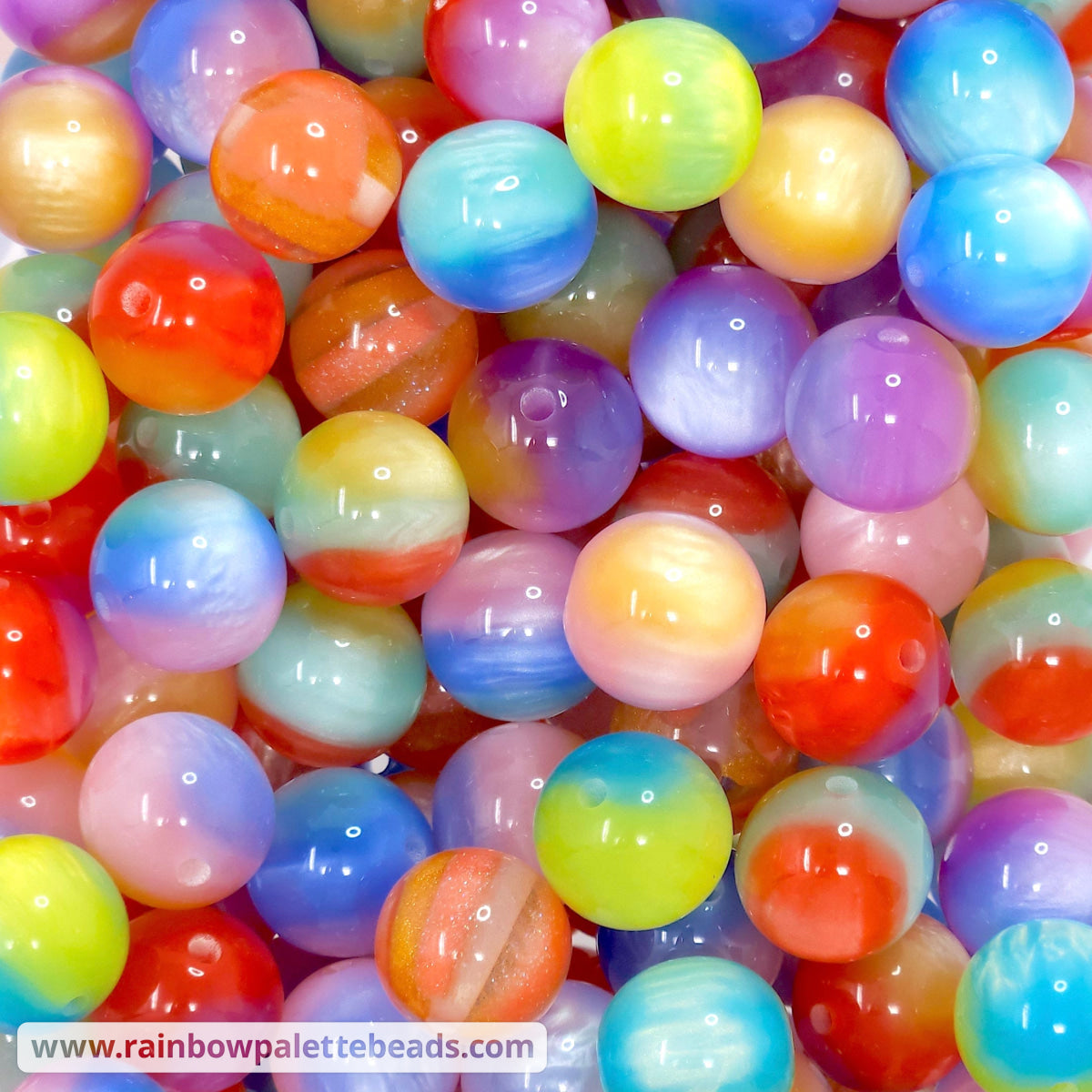 16mm Assorted Color Shimmer Marble Acrylic Bead Mix (10 beads ...
