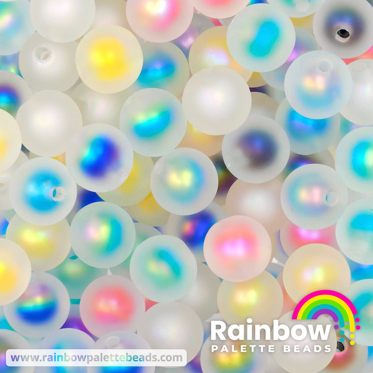 16mm Assorted Colors Frosted UV Bead-in-Bead Acrylic Bead Mix (10 ...