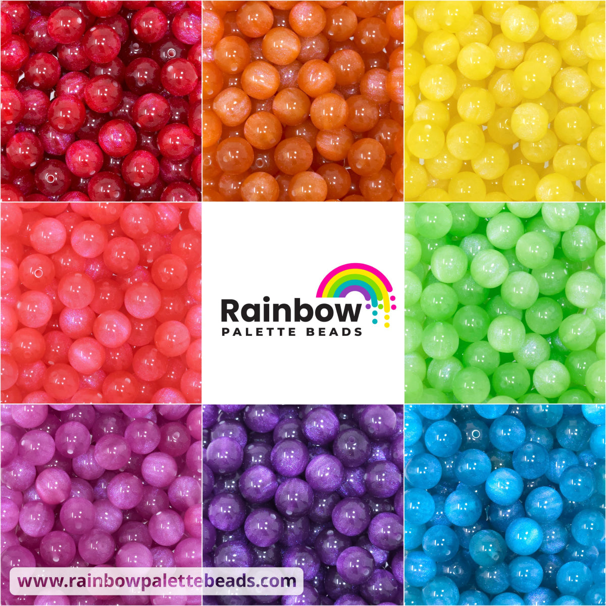 16mm Bright Colors Glowy Shimmer Acrylic Bead Mix (40 beads) – Rainbow ...