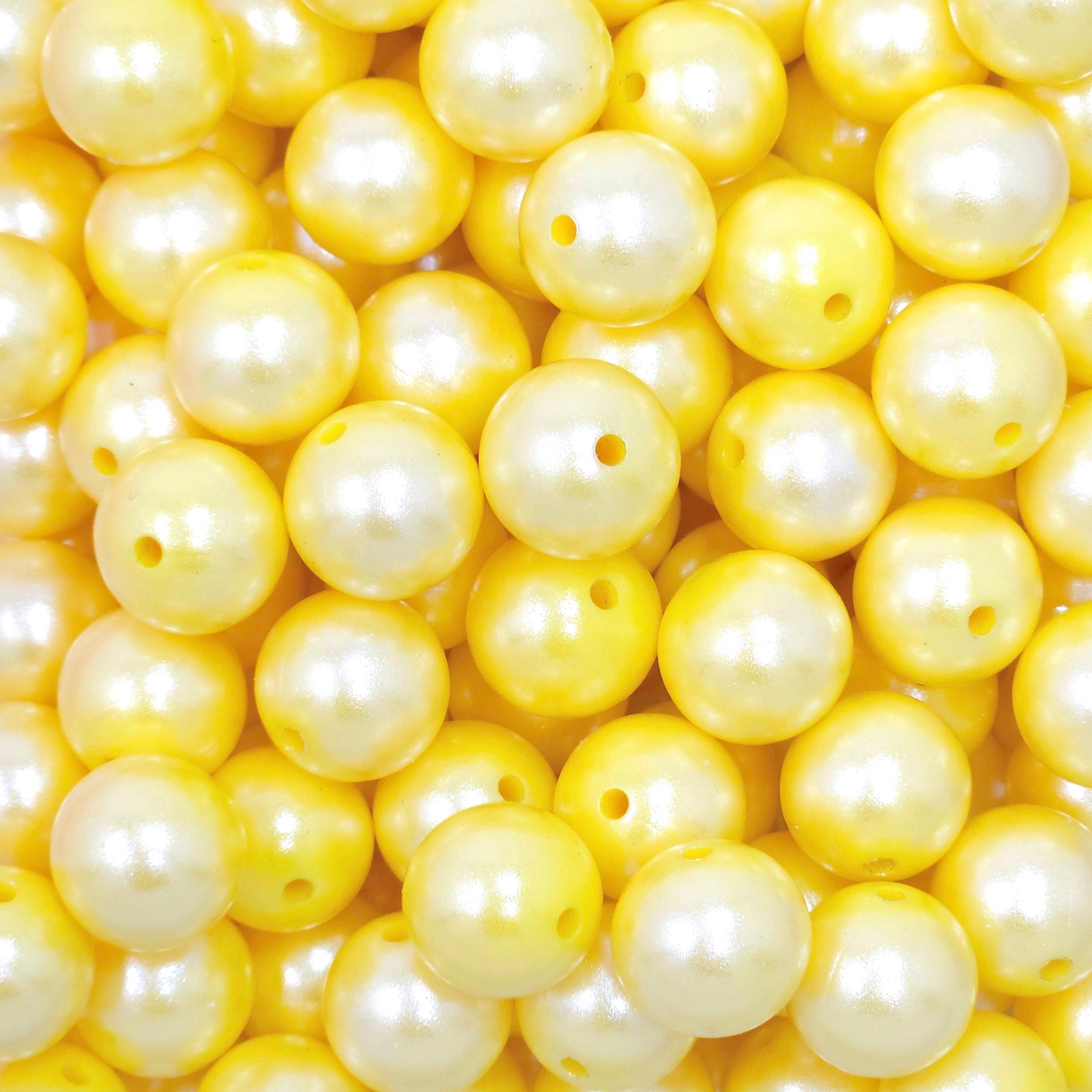 15mm Yellow Shimmer Pearl Silicone Bead – Rainbow Palette Beads