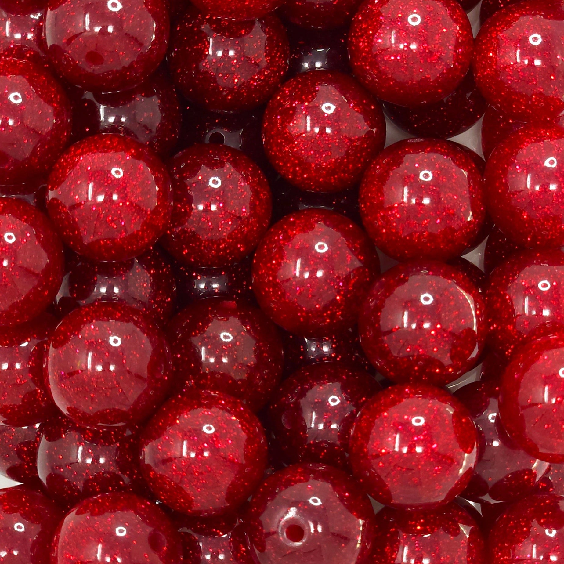 20mm Red Glitter Acrylic Beads – Rainbow Palette Beads