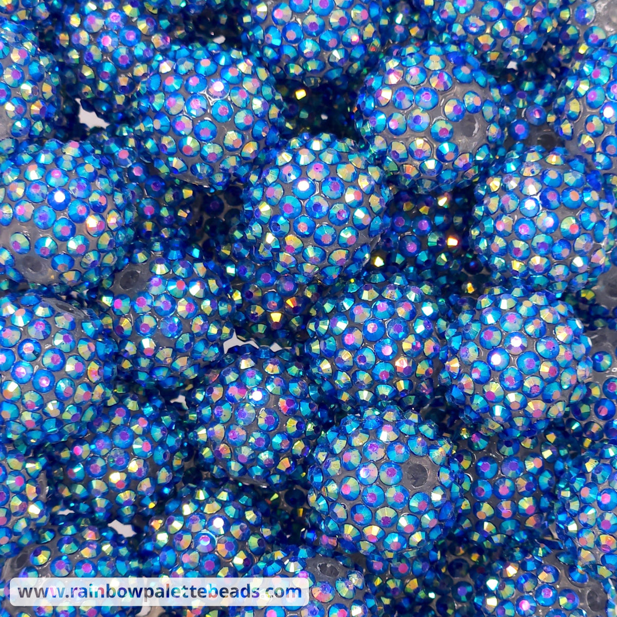 20mm AB Blue Clear Rhinestone Beads - Rainbow Palette Beads