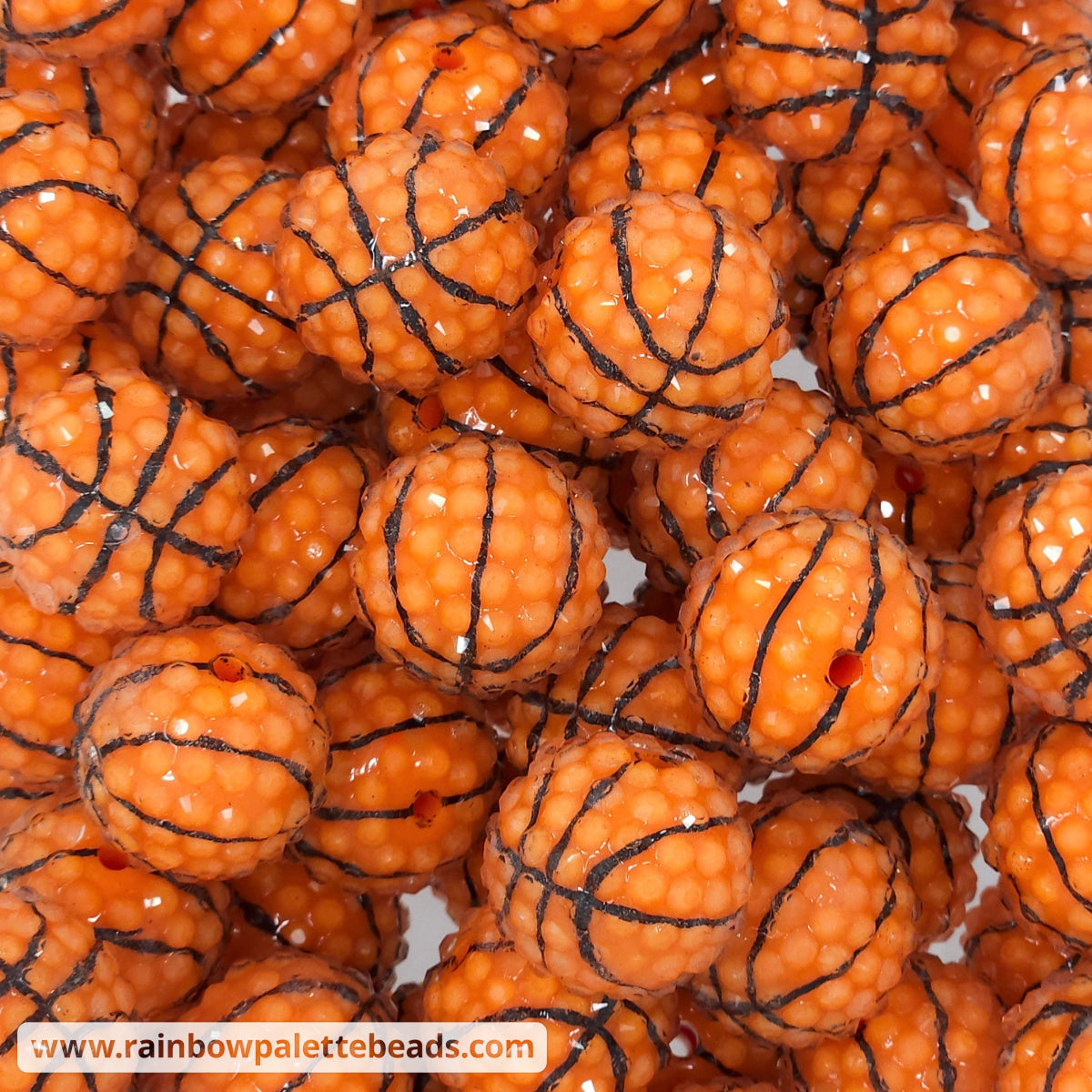 20mm Basketball Sports Series Rhinestone Beads - Rainbow Palette Beads