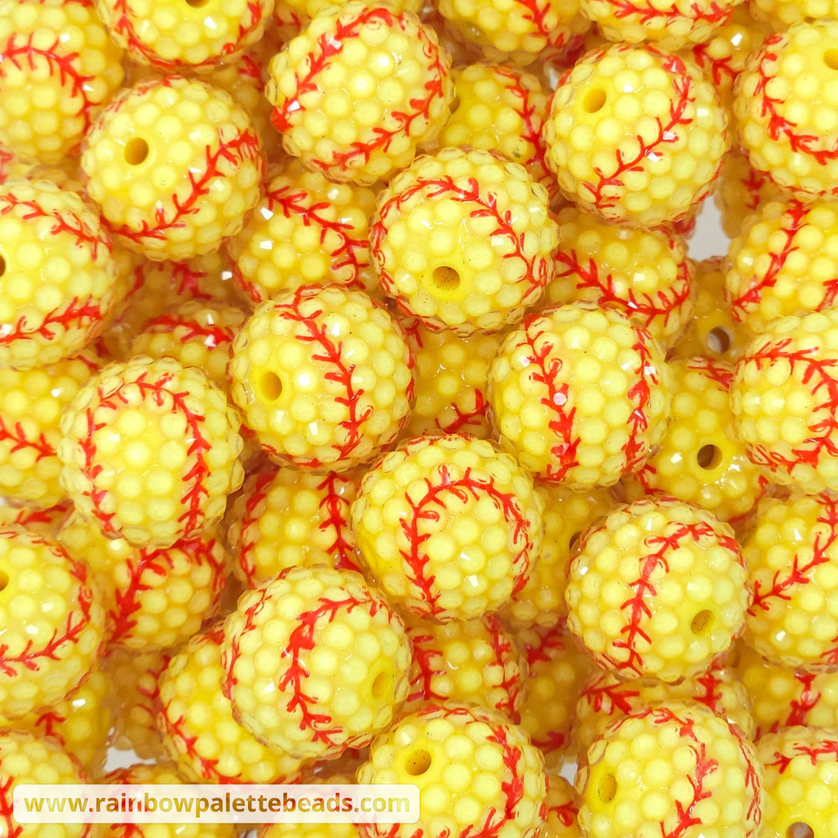 20mm Softball Sports Series Rhinestone Beads - Rainbow Palette Beads