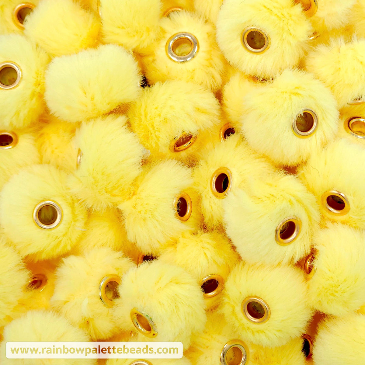 20mm Yellow Furry Fuzzy Abacus Spacer Beads - Rainbow Palette Beads