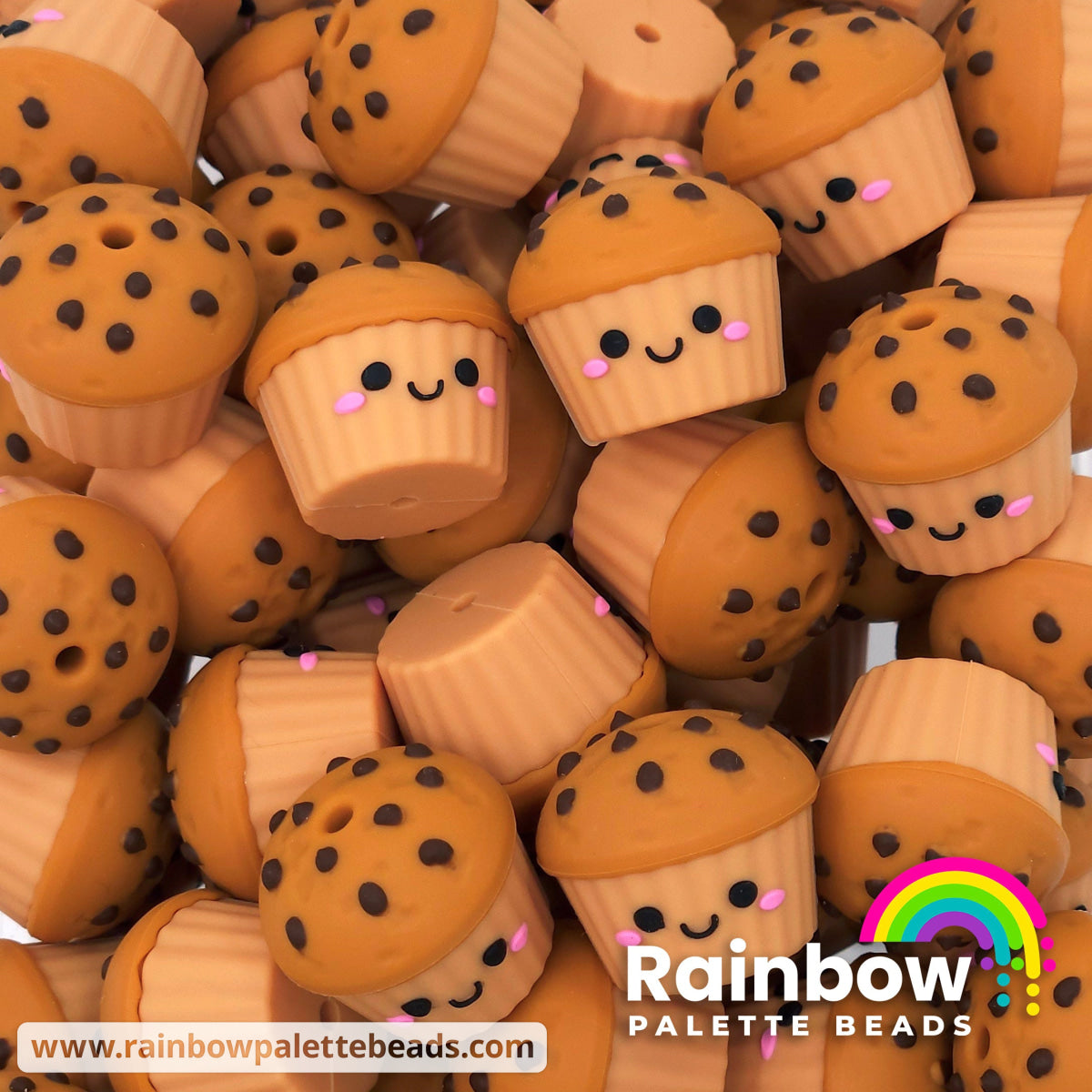 3D Cute Chocolate Chip Muffin Exclusive Silicone Focal Beads – Rainbow ...