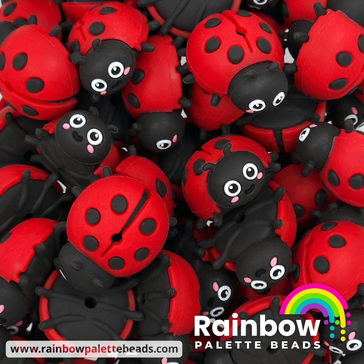 3D Ladybug Exclusive Silicone Focal Bead - Rainbow Palette Beads