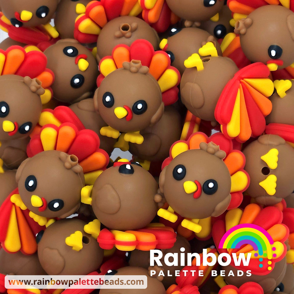 3D Turkey Exclusive Silicone Focal Bead - Rainbow Palette Beads