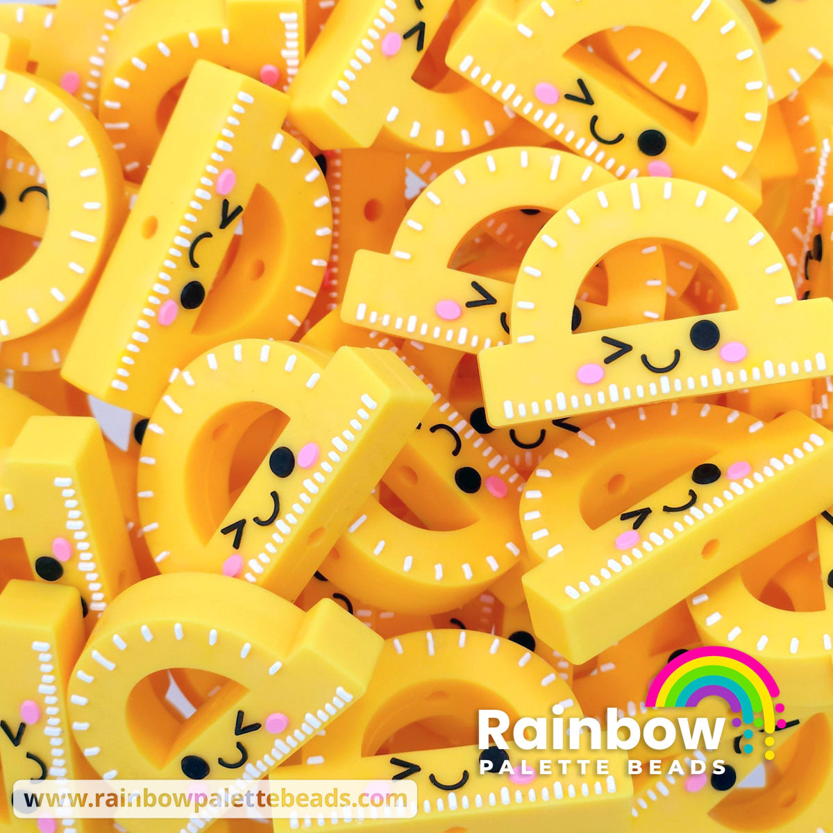 Cute Protractor Ruler Exclusive Silicone Focal Bead - Rainbow Palette ...