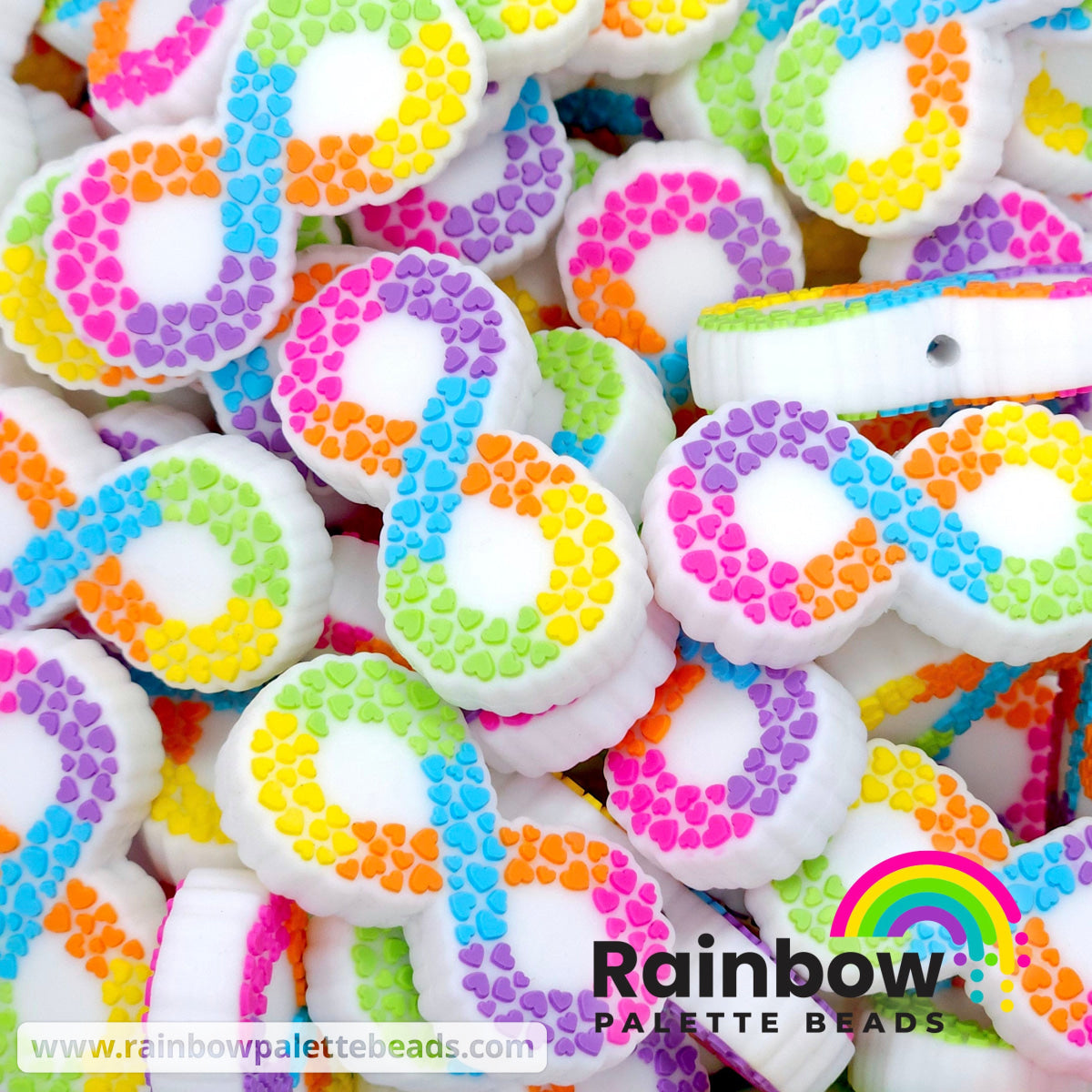Hearts Infinity Sign Exclusive Silicone Focal Bead - Rainbow Palette ...